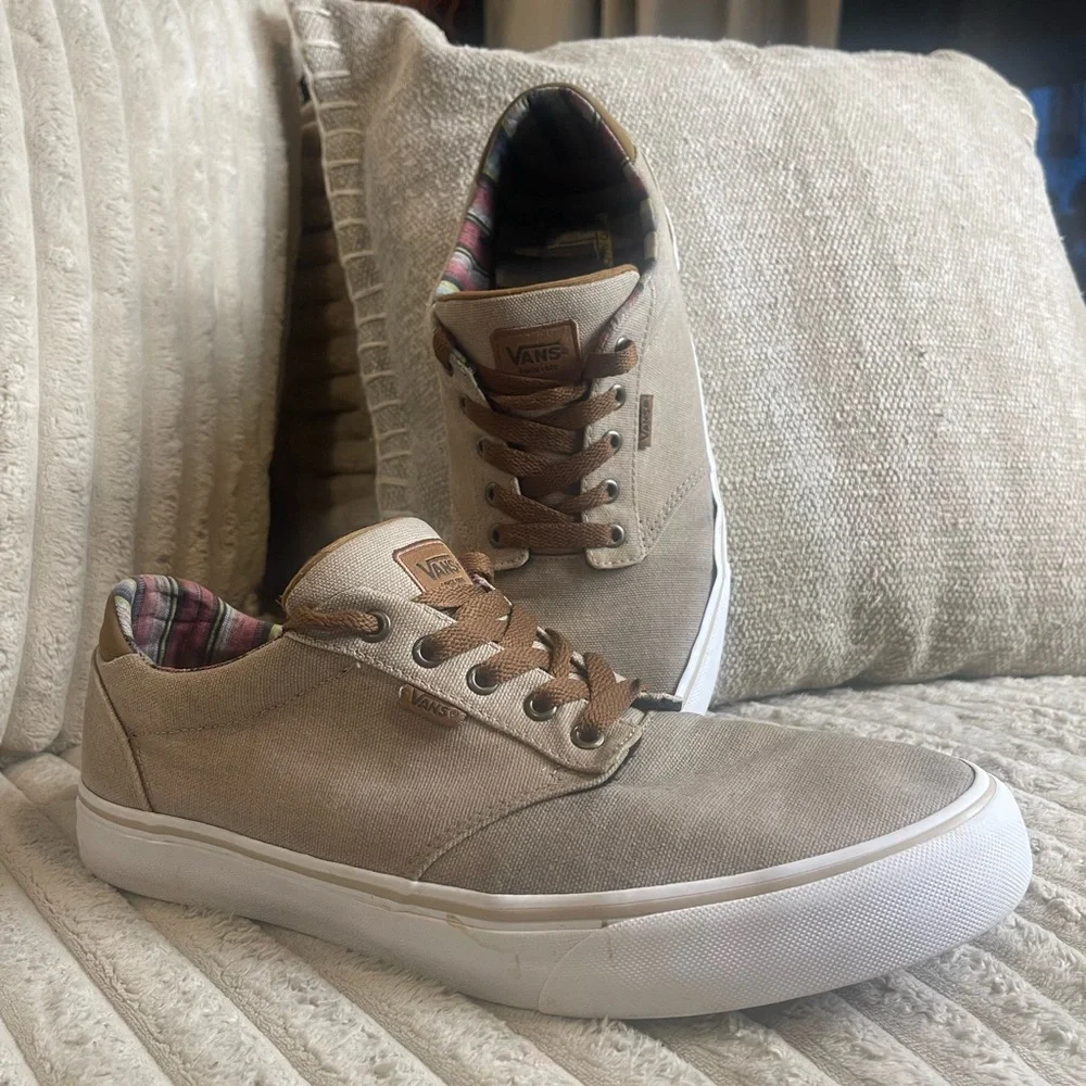 Vans | Shoes | Vans Atwood Plaid Lined Lo Top Skate Shoes Mens Tan ...